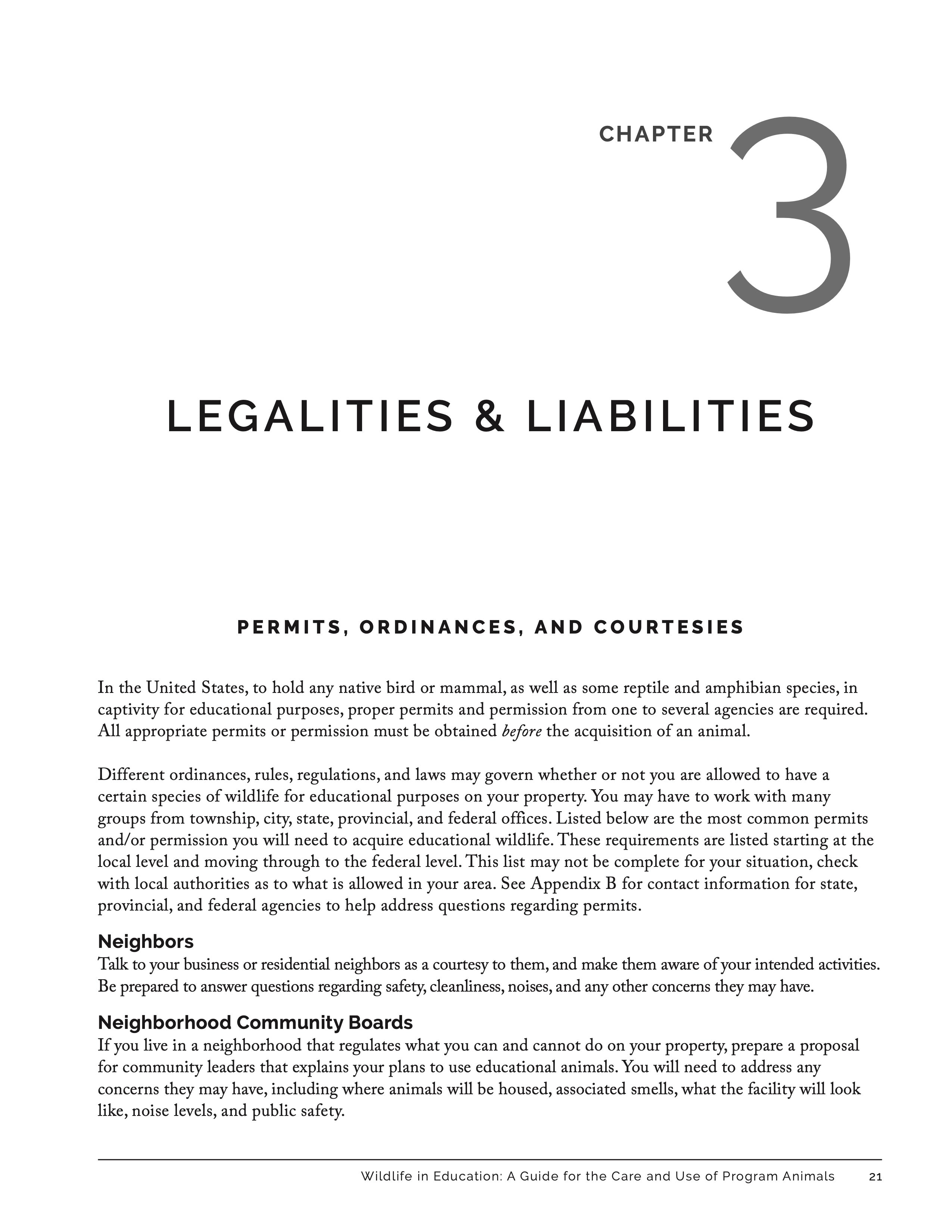 Wildlife In Education: A Guide for the Care and Use of Program Animals ...